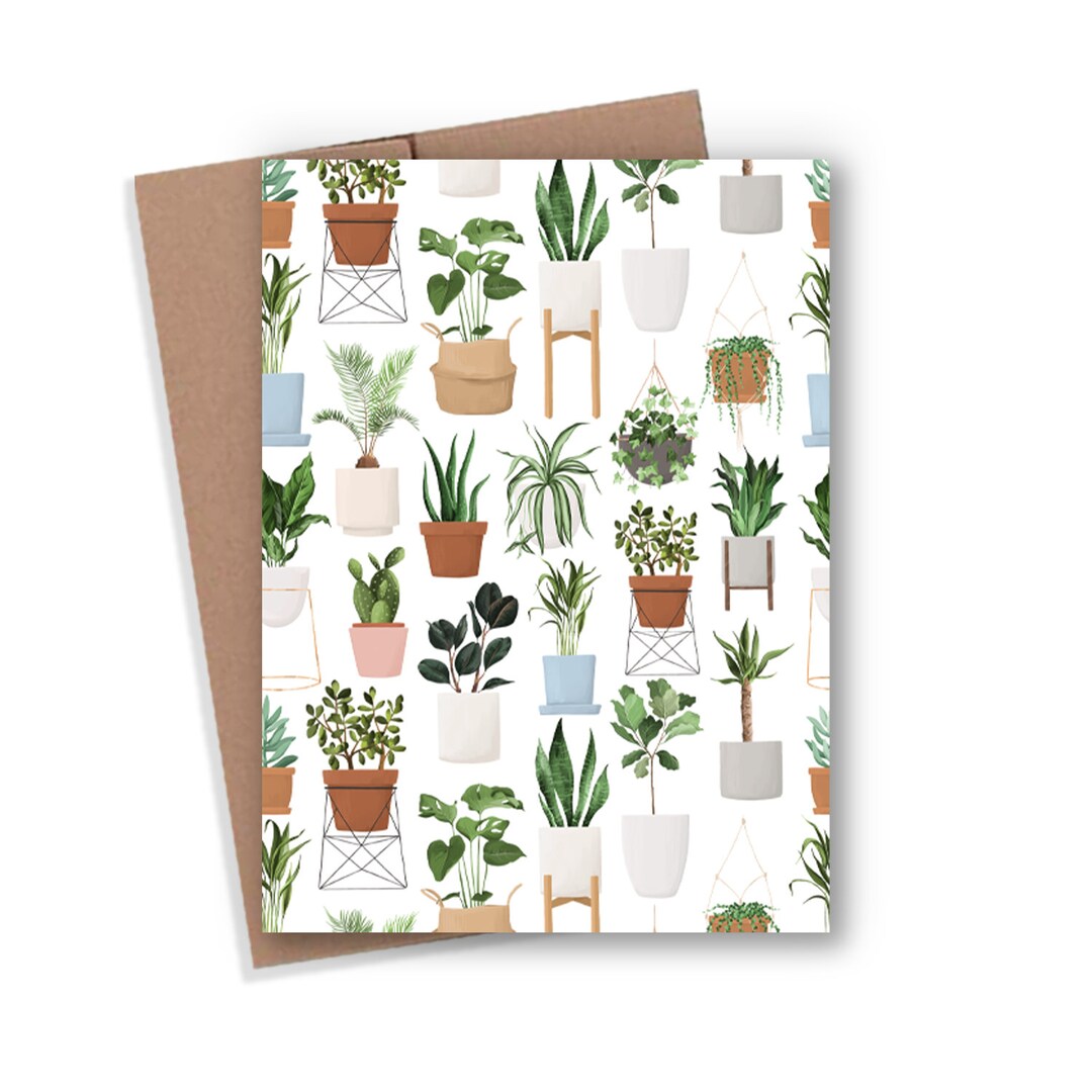 Plants Card, Floral Card, Spring Card, Flower Card, Plant Card, Blank ...