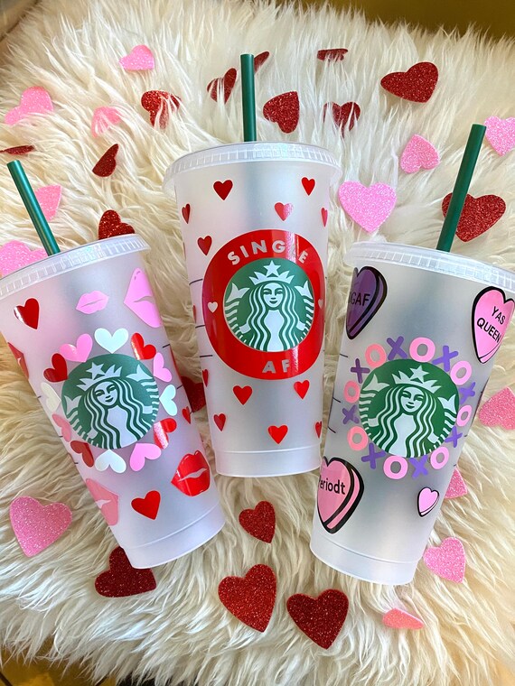 Valentine's Day Starbucks Cups Offensive Candy Hearts | Etsy