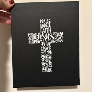 Christian Word Art Cross Canvas | Inspirational Scripture Decor - Etsy