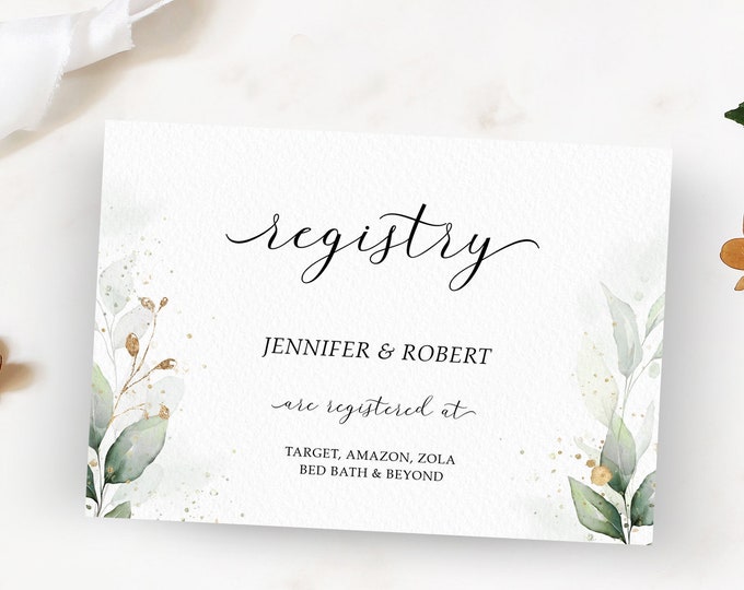 Wedding Registry Card Template Registry Card Greenery - Etsy
