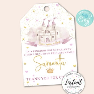 Princess Favor Tag, Princess Party, Princess Birthday, Princess Tag ...