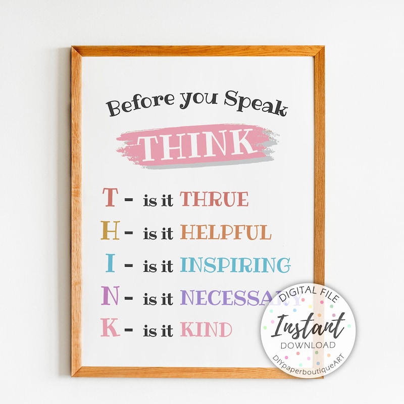 Think Before You Speak Poster - Etsy