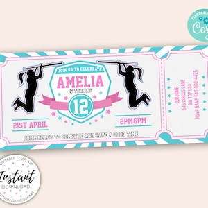 Ninja Warrior Ticket Birthday Invitation Ninja Warrior - Etsy