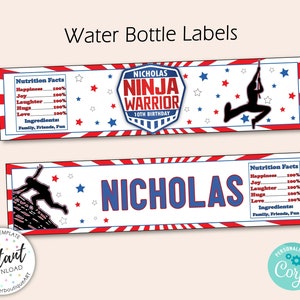 American Ninja Warrior Bottle Label Design, Ninja Warrior Labels, Water ...