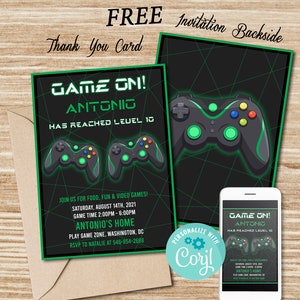 Video Game Invitation Video Game Party Birthday Invitation | Etsy