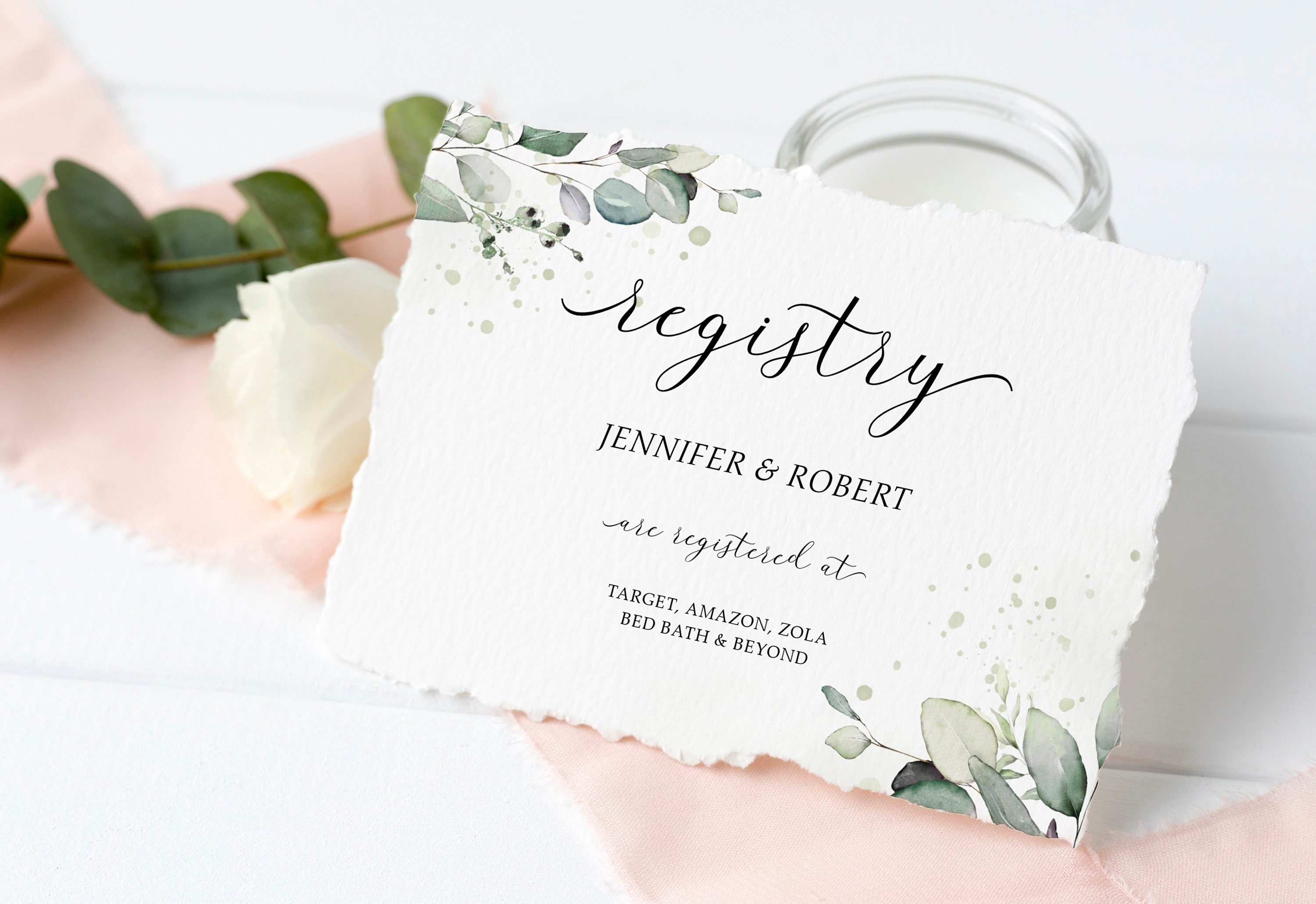 Wedding Registry Card Template Registry Card Greenery | Etsy