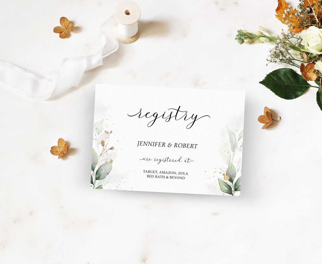 Wedding Registry Card Template, Registry Card, Greenery Registry Card ...