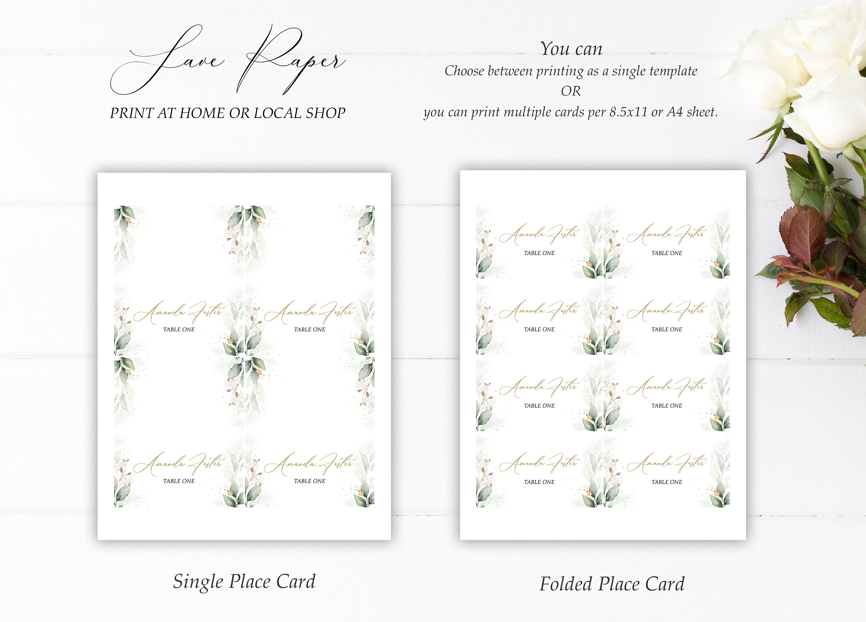 Editable Place Card Table Place Card Greenery Card Table - Etsy