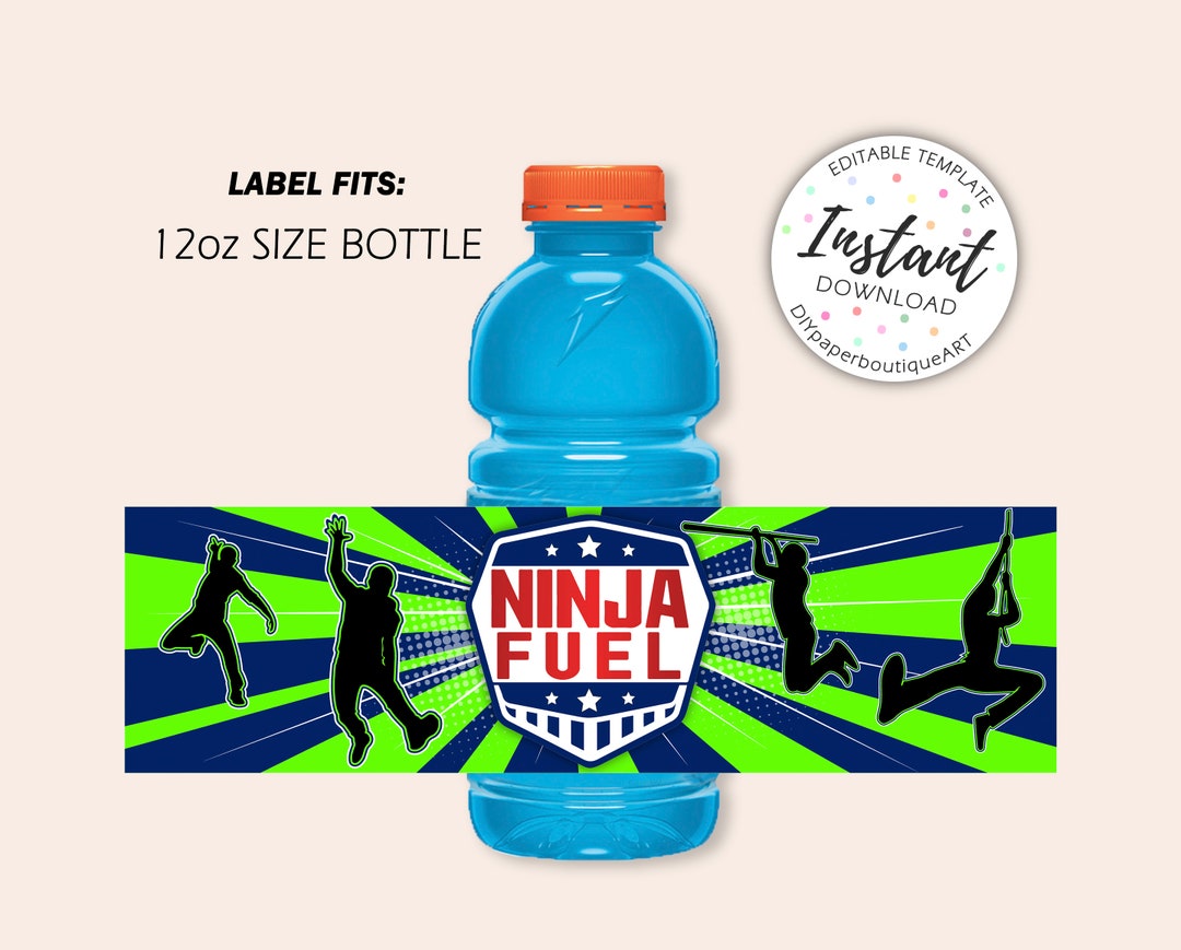 Ninja Fuel 12oz Gatorade Wrapper/label, Ninja Party Drink, Ninja Fuel ...