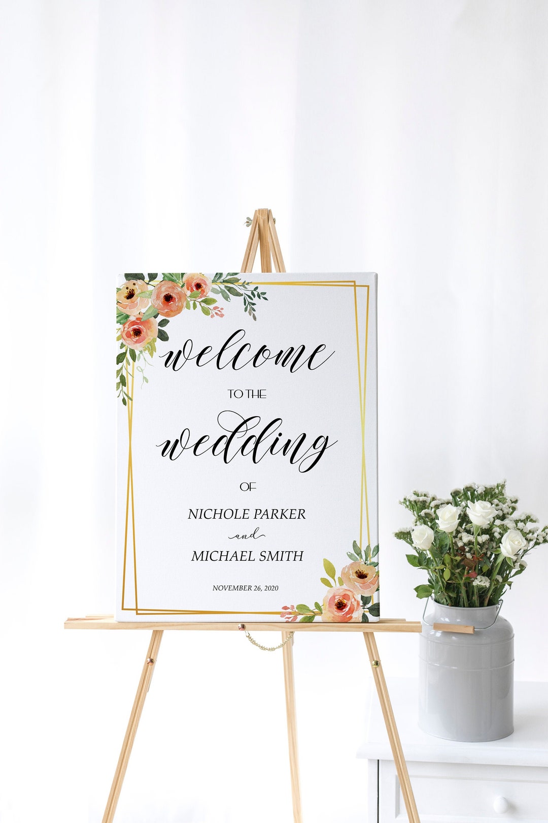 Wedding Welcome Poster, Welcome Sign, Porch Welcome Sign, Floral ...