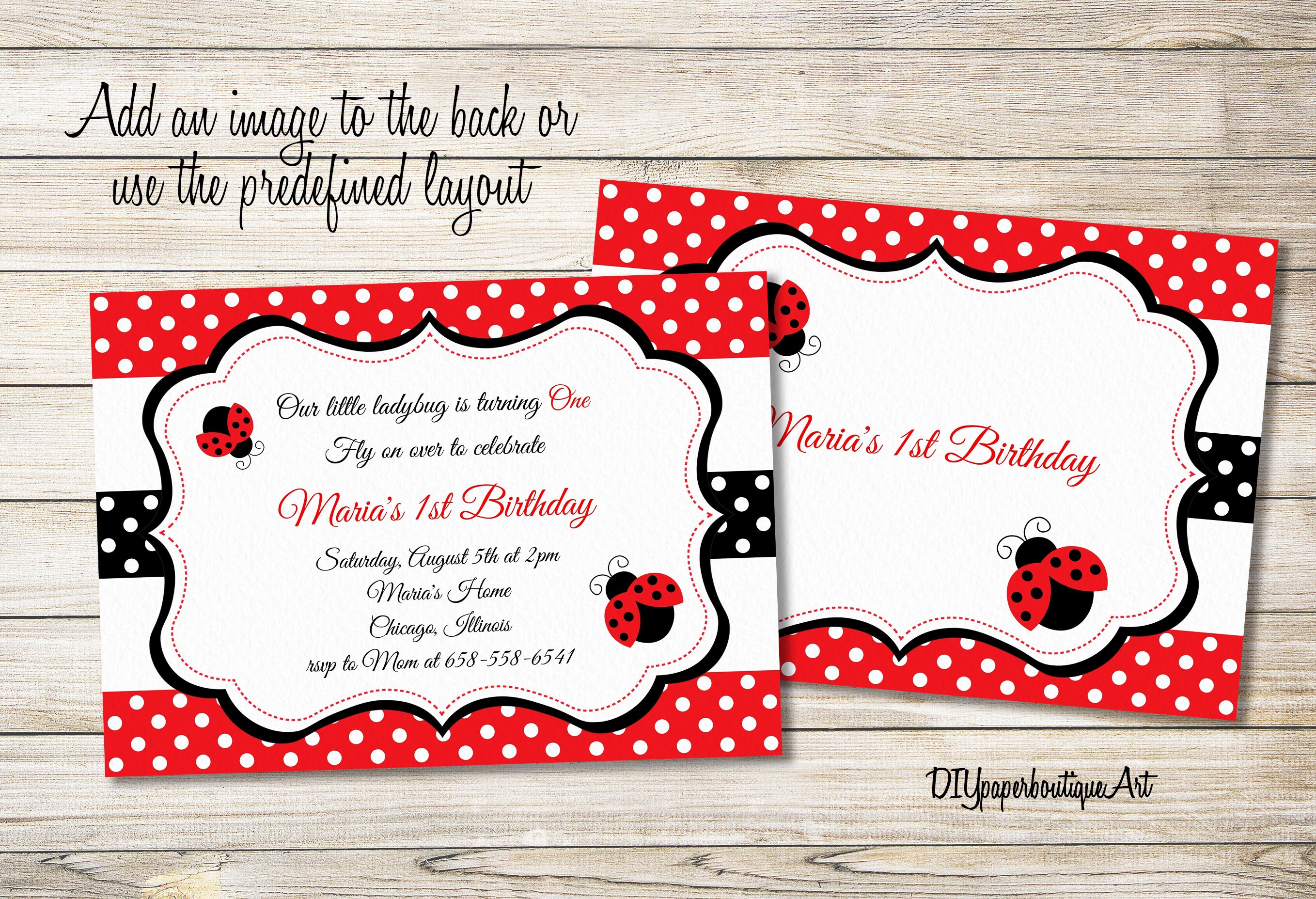 Lady Bug Birthday Invitation Lady Bug Party Birthday - Etsy