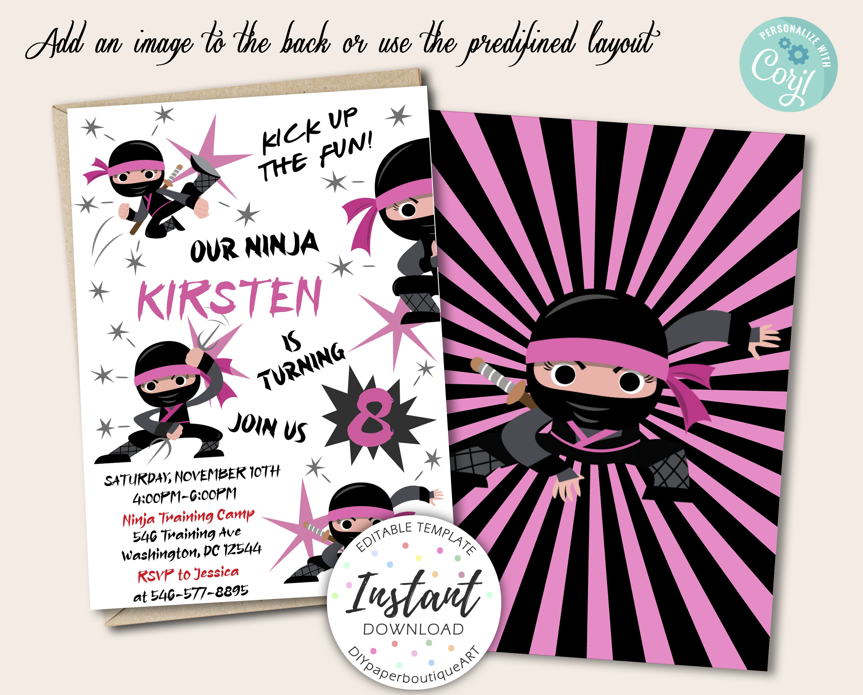 Ninja Birthday Invitation Martial Arts Invite Ninja Party - Etsy