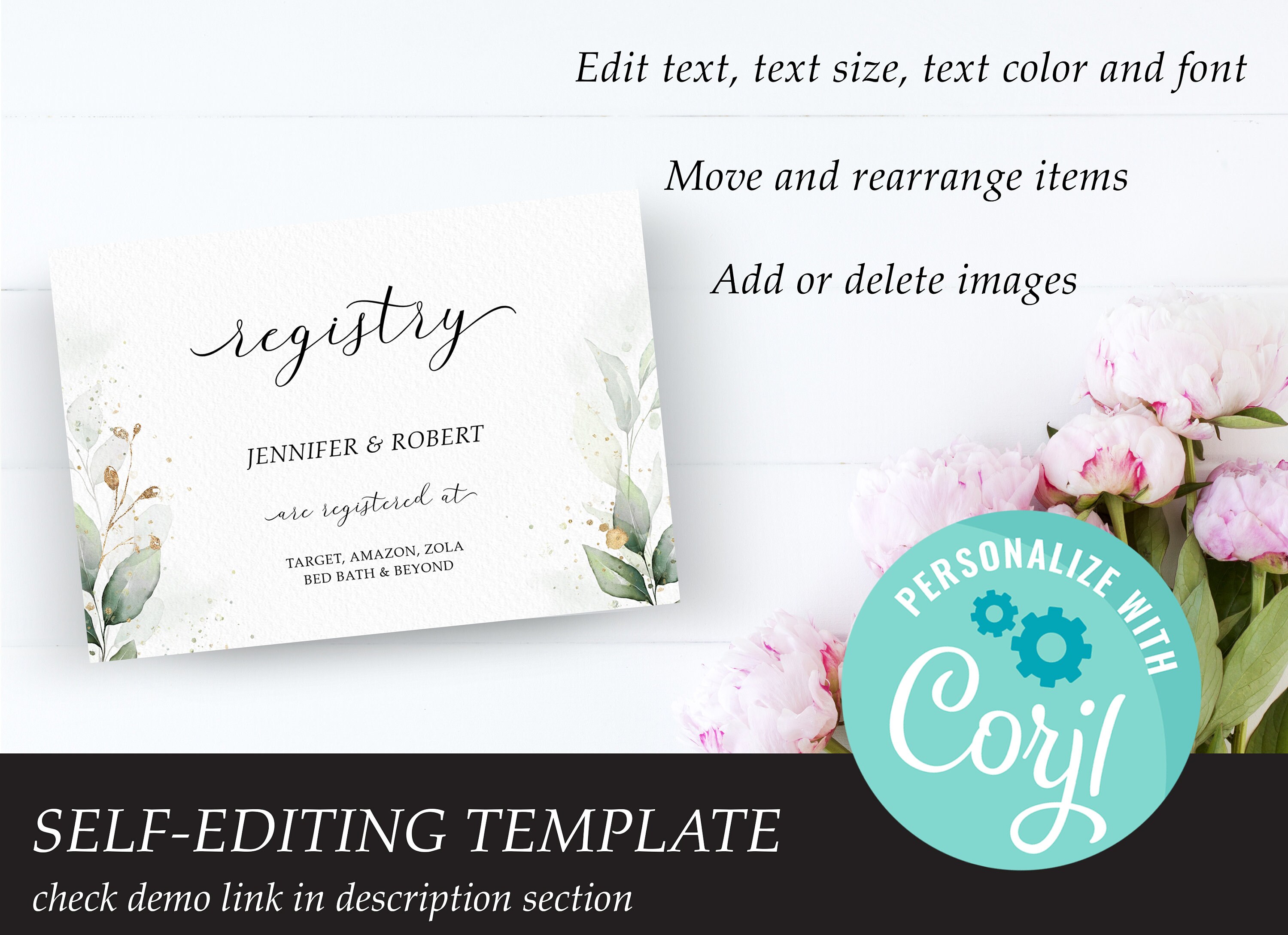 Wedding Registry Card Template Registry Card Greenery | Etsy