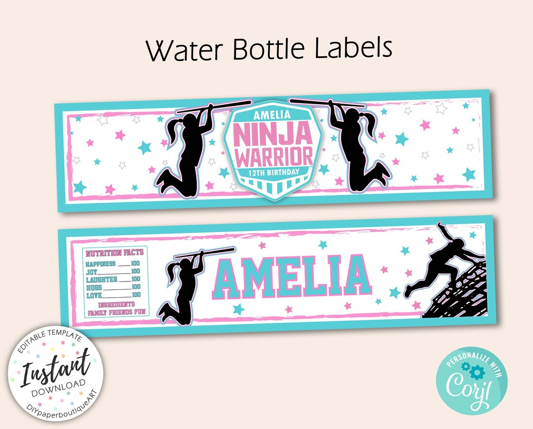 American Ninja Warrior Bottle Label Design / Ninja Warrior Labels ...