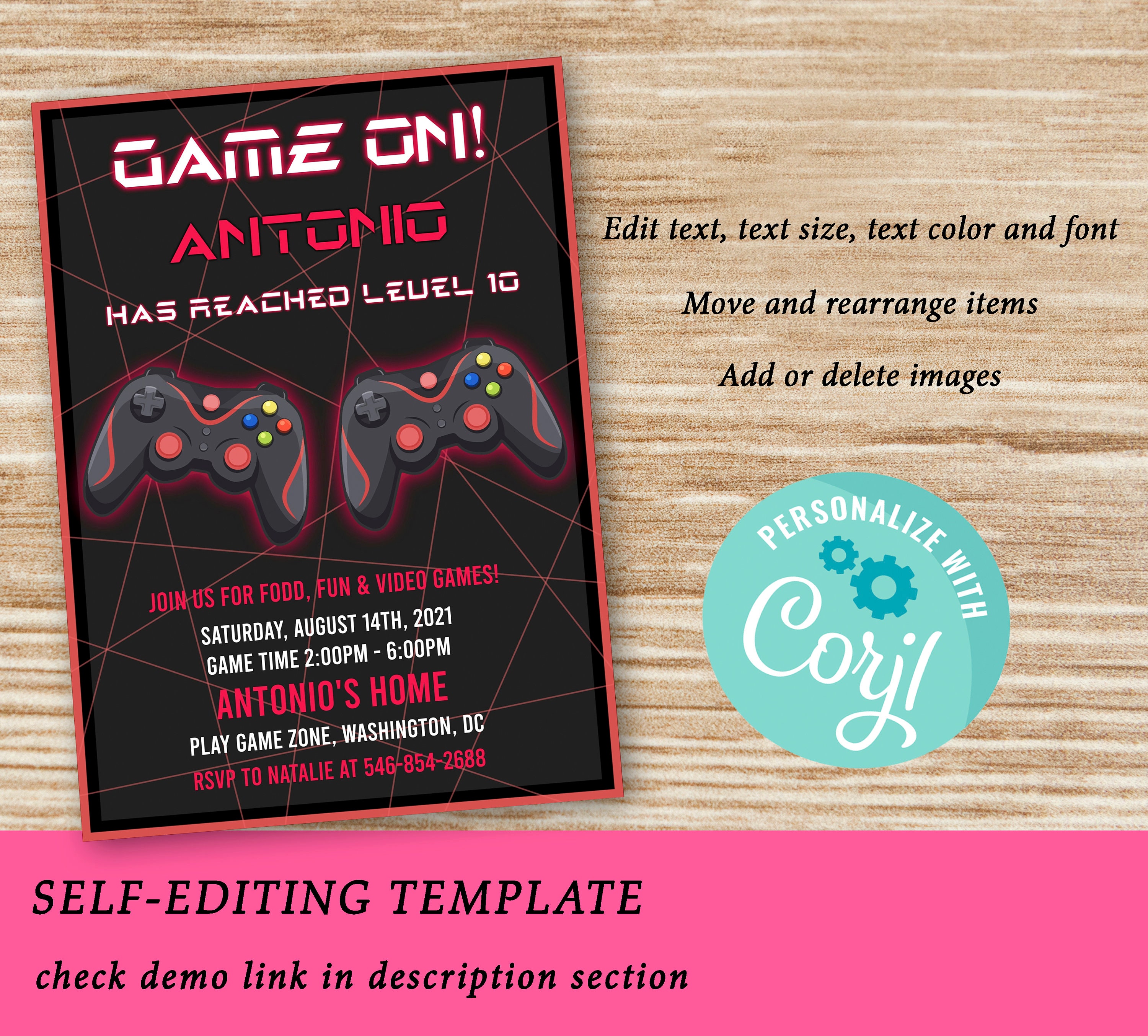 Video Game Invitation Video Game Party Birthday Invitation | Etsy
