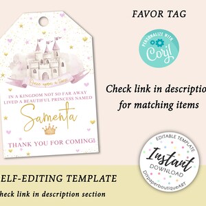 Princess Favor Tag, Princess Party, Princess Birthday, Princess Tag ...
