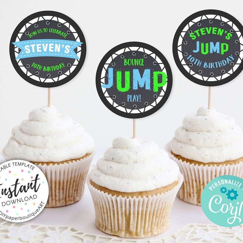 Trampoline Cupcake Toppers - Etsy
