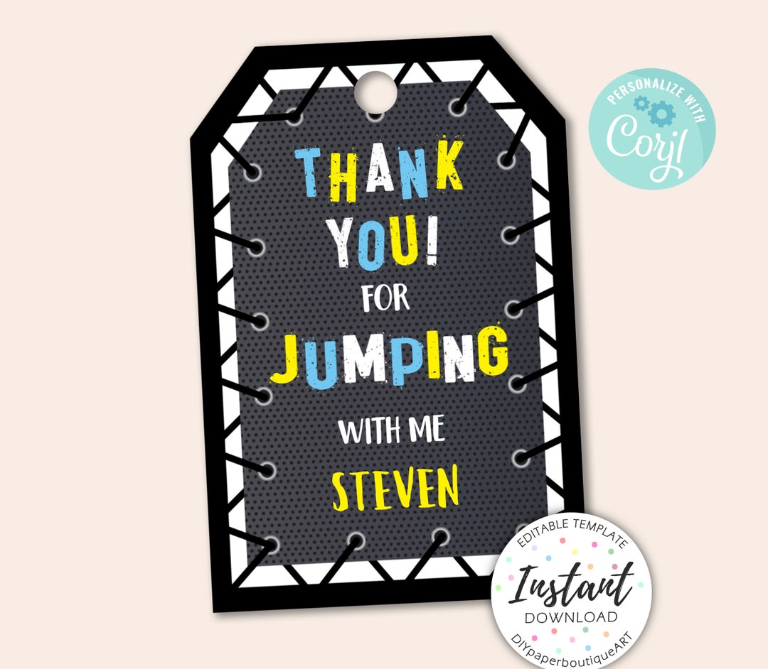 Jump Favor Tags, Jump Trampoline Favor Tags, Bounce House Favor Tags ...