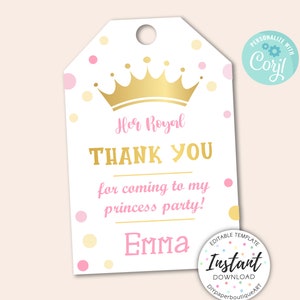 Princess Favor Tag, Princess Party, Princess Birthday, Princess Tag ...