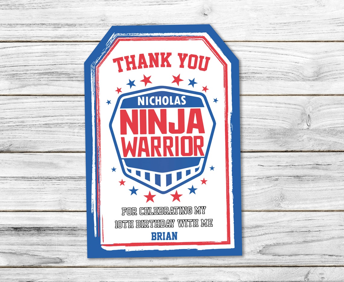 American Ninja Warrior Thank You Tags Birthday Thank You - Etsy
