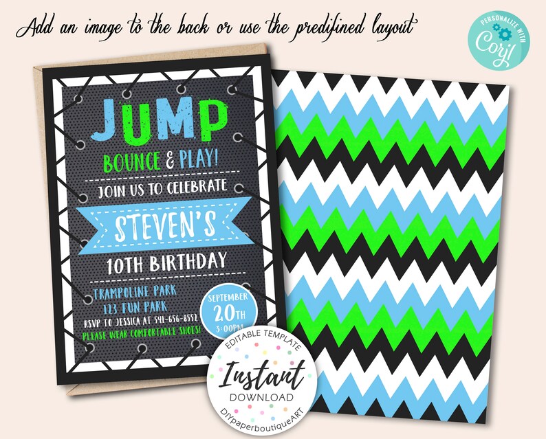Jump Birthday Invitation-trampoline Party Invitation Bounce - Etsy