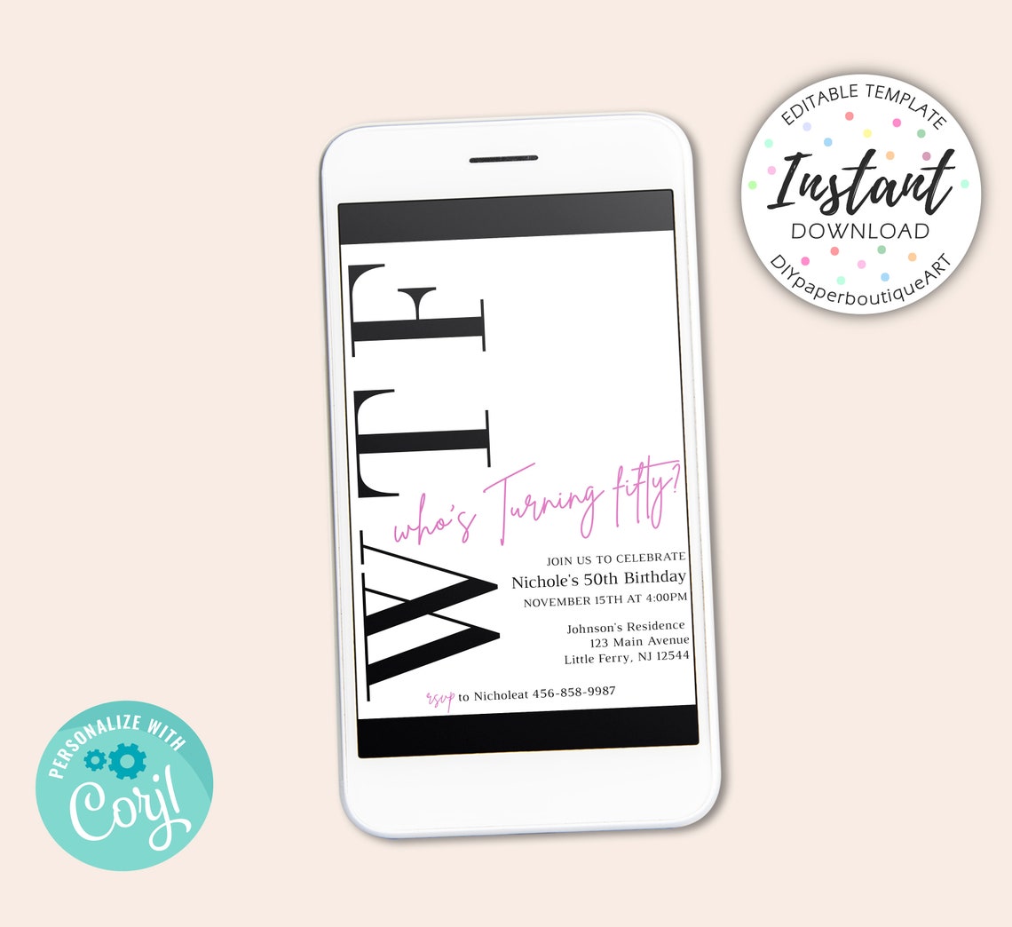 WTF Invitation WTF Who's Turning Fifty Elegant - Etsy