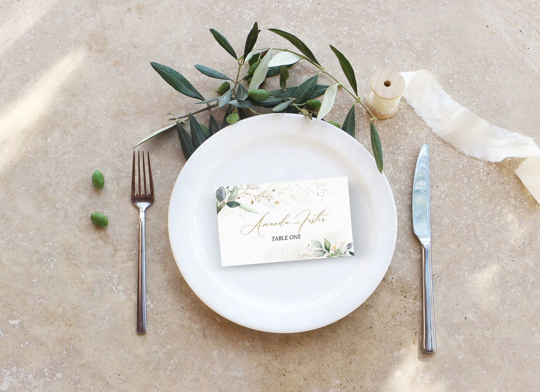 Editable Place Card, Table Place Card, Greenery Card, Table Tent, Table ...