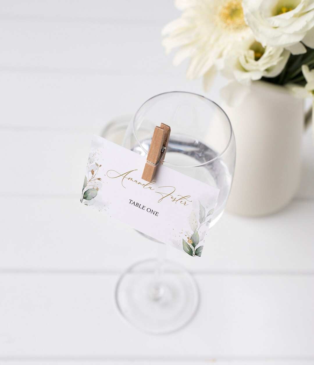 Editable Place Card, Table Place Card, Greenery Card, Table Tent, Table ...
