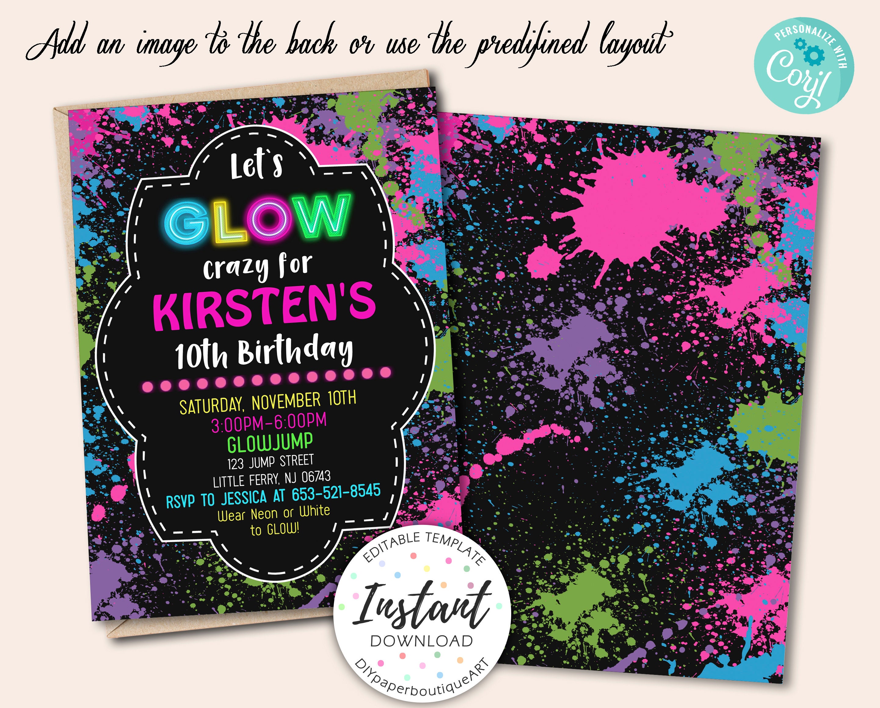 Let's Glow Crazy Invitation Let's Glow Invites Glow | Etsy