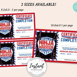 Ninja Warrior Certificate, Certificate of Completion, Course Completion ...