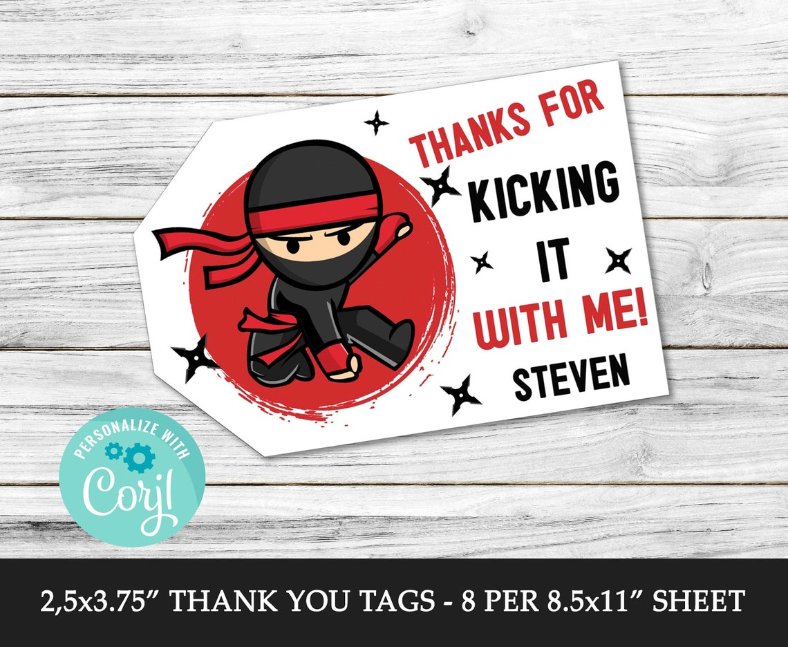 Ninja Favor Tags Karate Favor Tags Ninja Warrior Favor Tags | Etsy