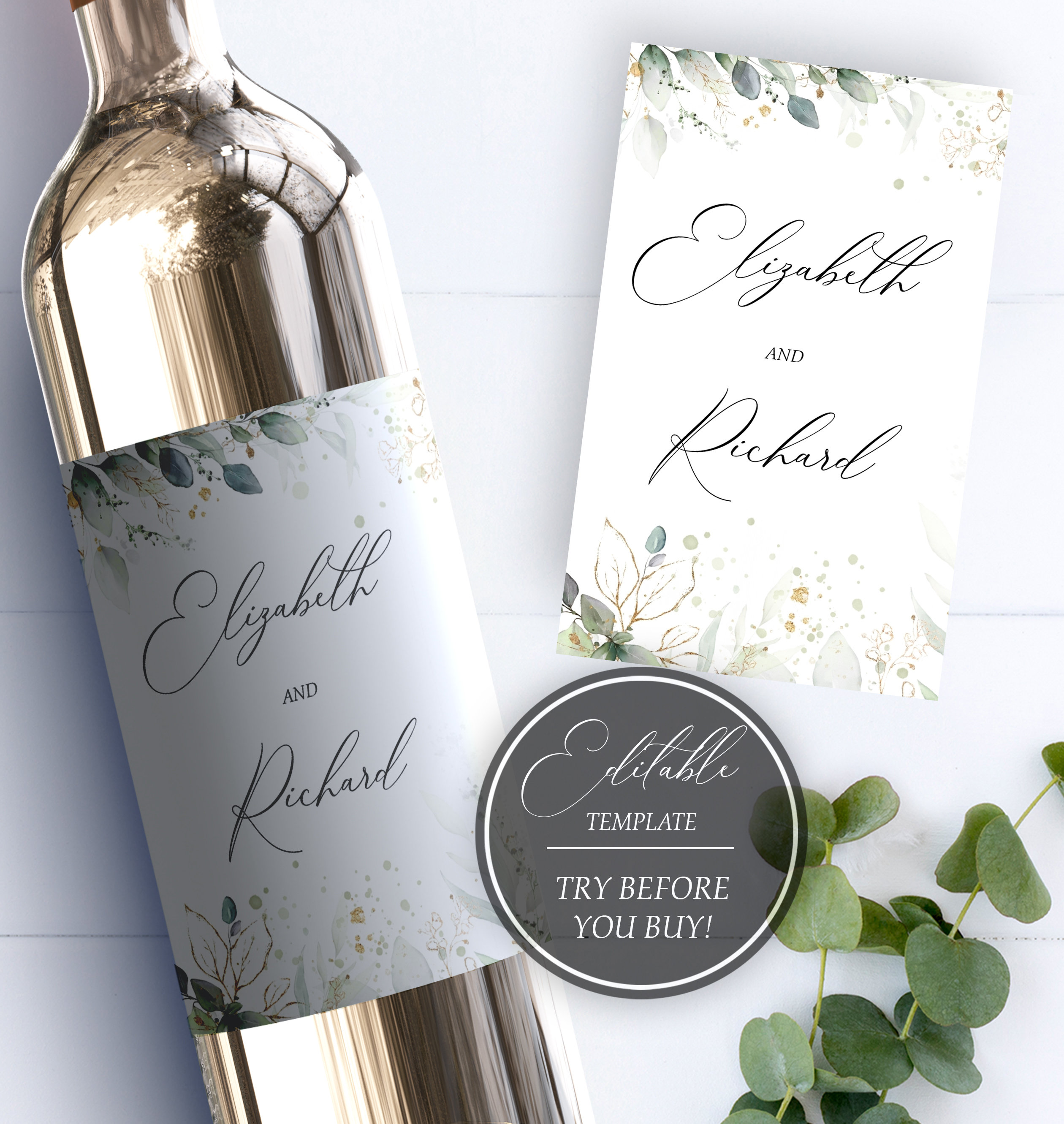 Wine Bottle Label Template Wedding Wine Sticker Bottle - Etsy