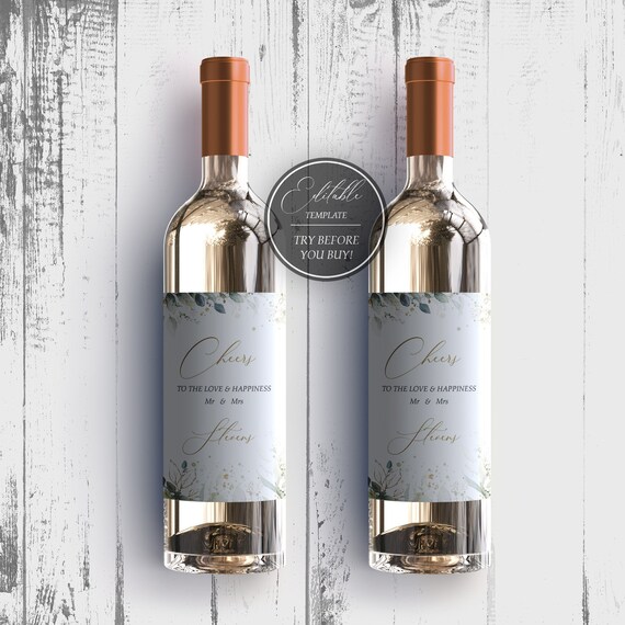 Wine Bottle Label Template Wedding Wine Sticker Bottle - Etsy