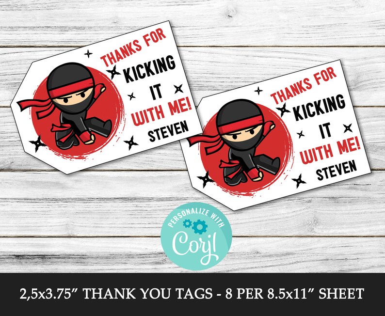 Ninja Favor Tags Karate Favor Tags Ninja Warrior Favor Tags | Etsy