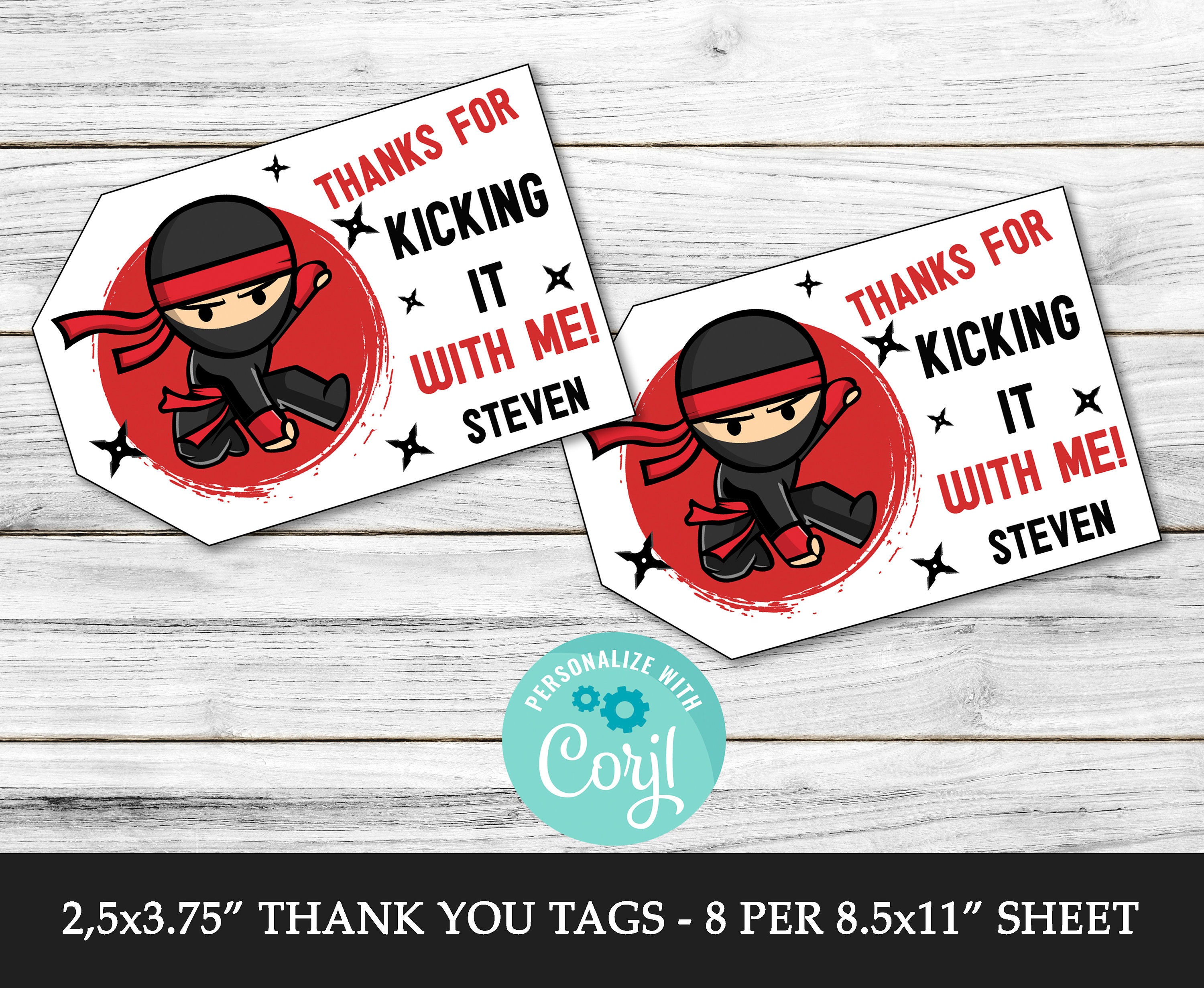 Ninja Favor Tags Karate Favor Tags Ninja Warrior Favor Tags - Etsy