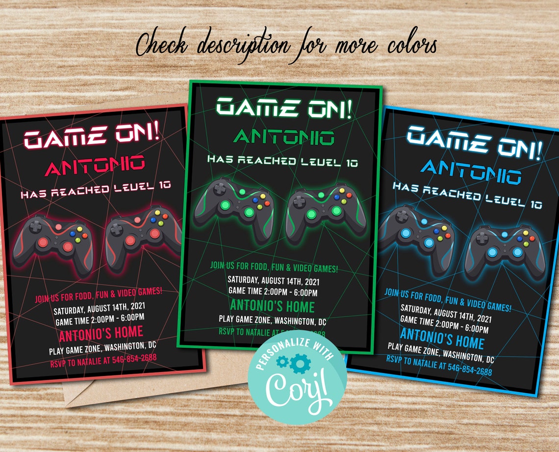 Video Game Invitation Video Game Party Birthday Invitation | Etsy
