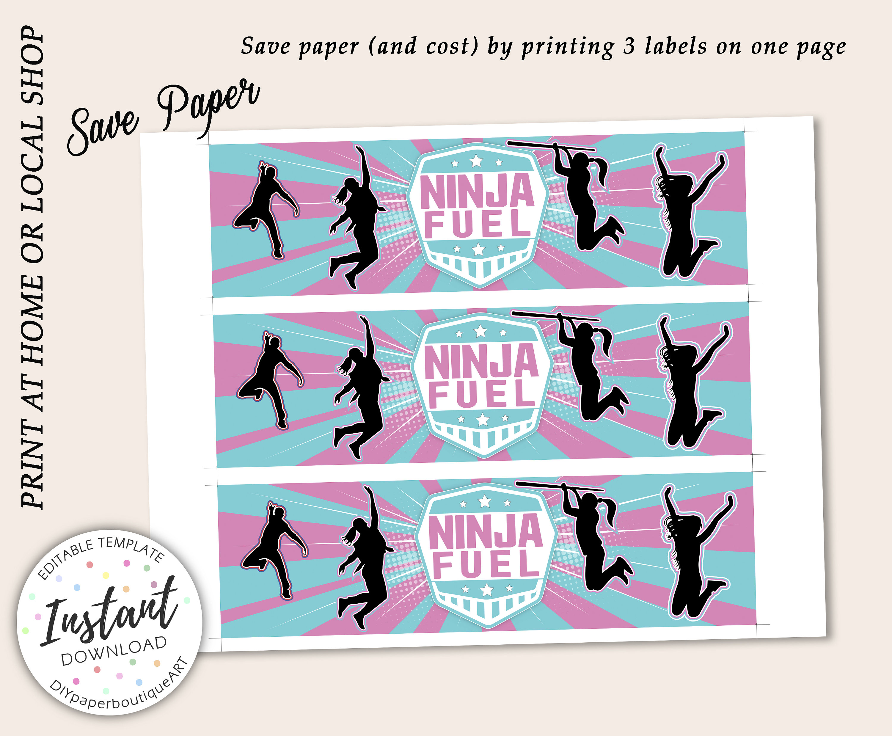 Ninja Fuel 12oz Gatorade Wrapper/label, Ninja Party Drink, Ninja Fuel ...