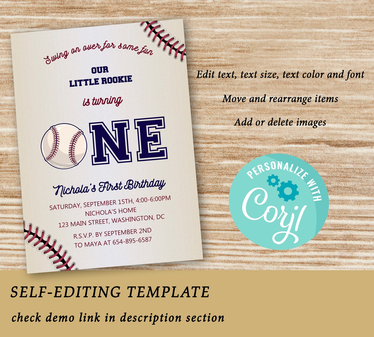 Baseball Birthday Invitation Rookie of the Year | Etsy