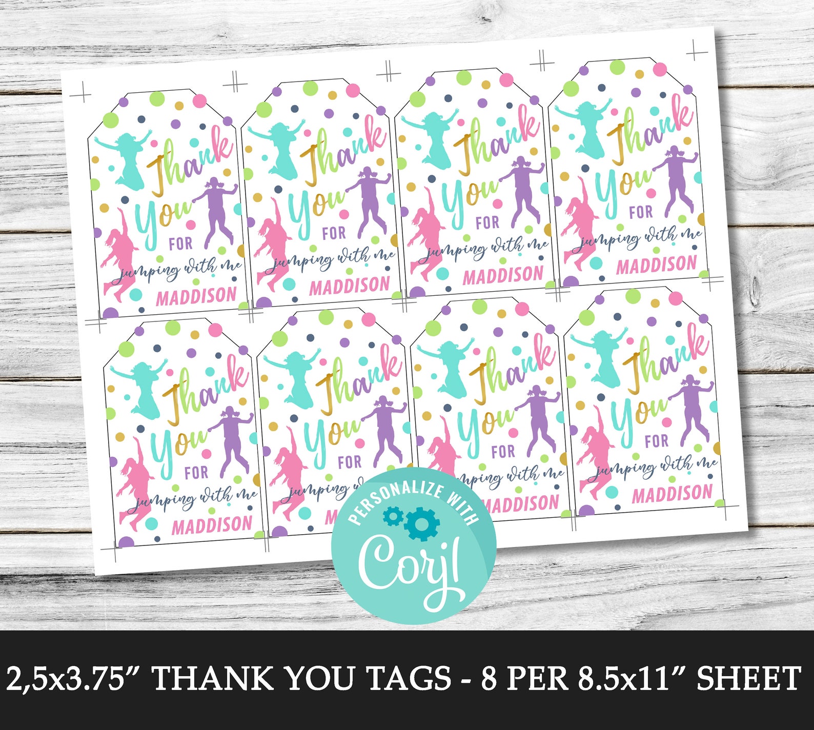 Jump Favor Tags Jump Trampoline Favor Tags Bounce House | Etsy