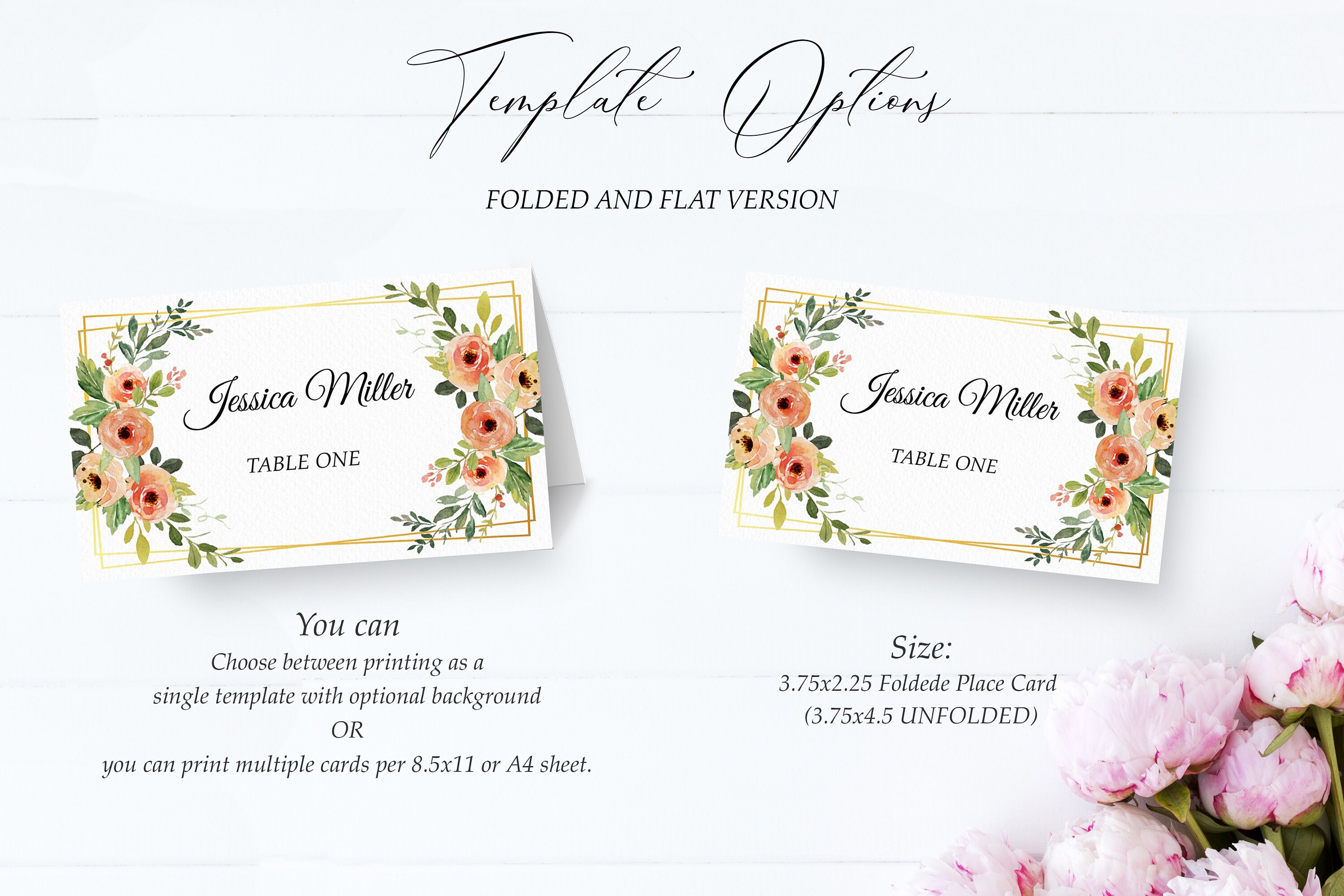 Floral Editable Place Card Table Place Card Floral Card - Etsy