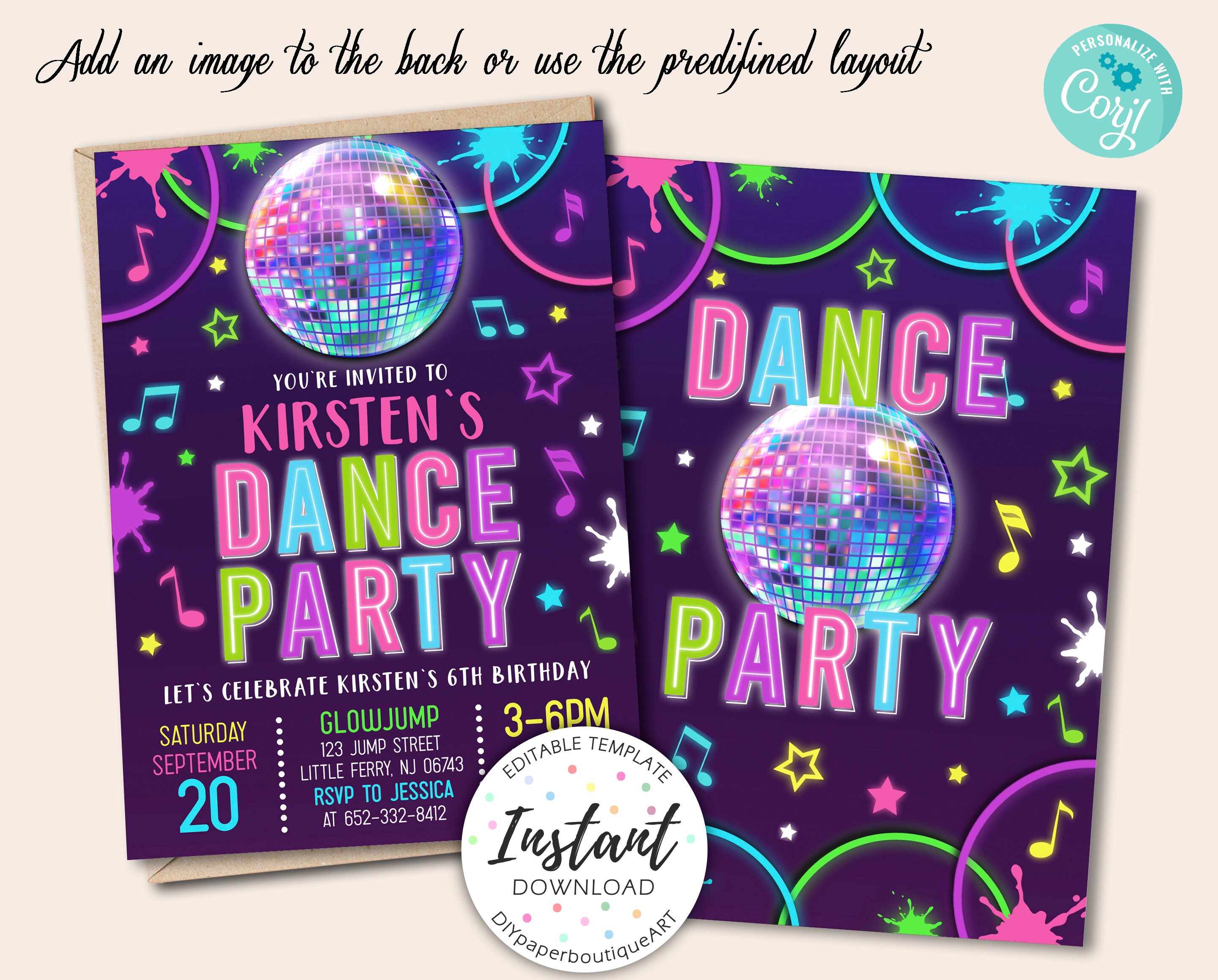 Let's Glow Crazy Invitation, Neon Glow Dance Party, Glow Invitation ...