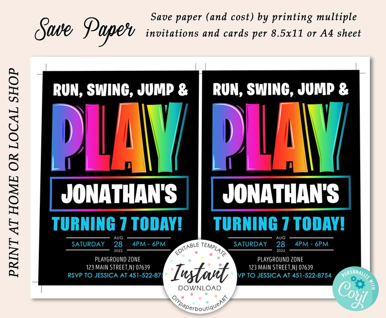 Playground Birthday Party Invitation Playground Invitation - Etsy
