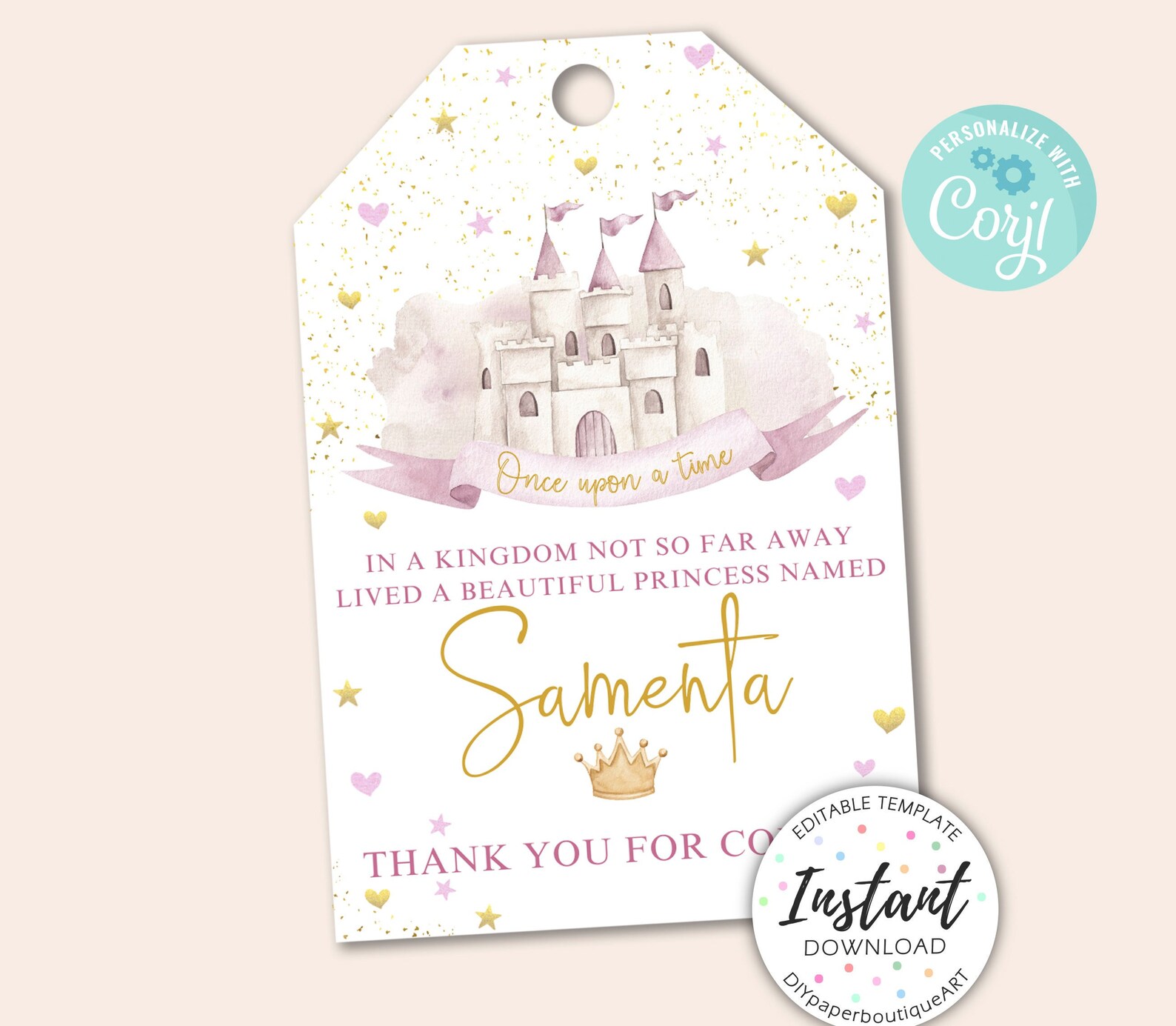 Princess Favor Tag Princess Party Princess Birthday - Etsy