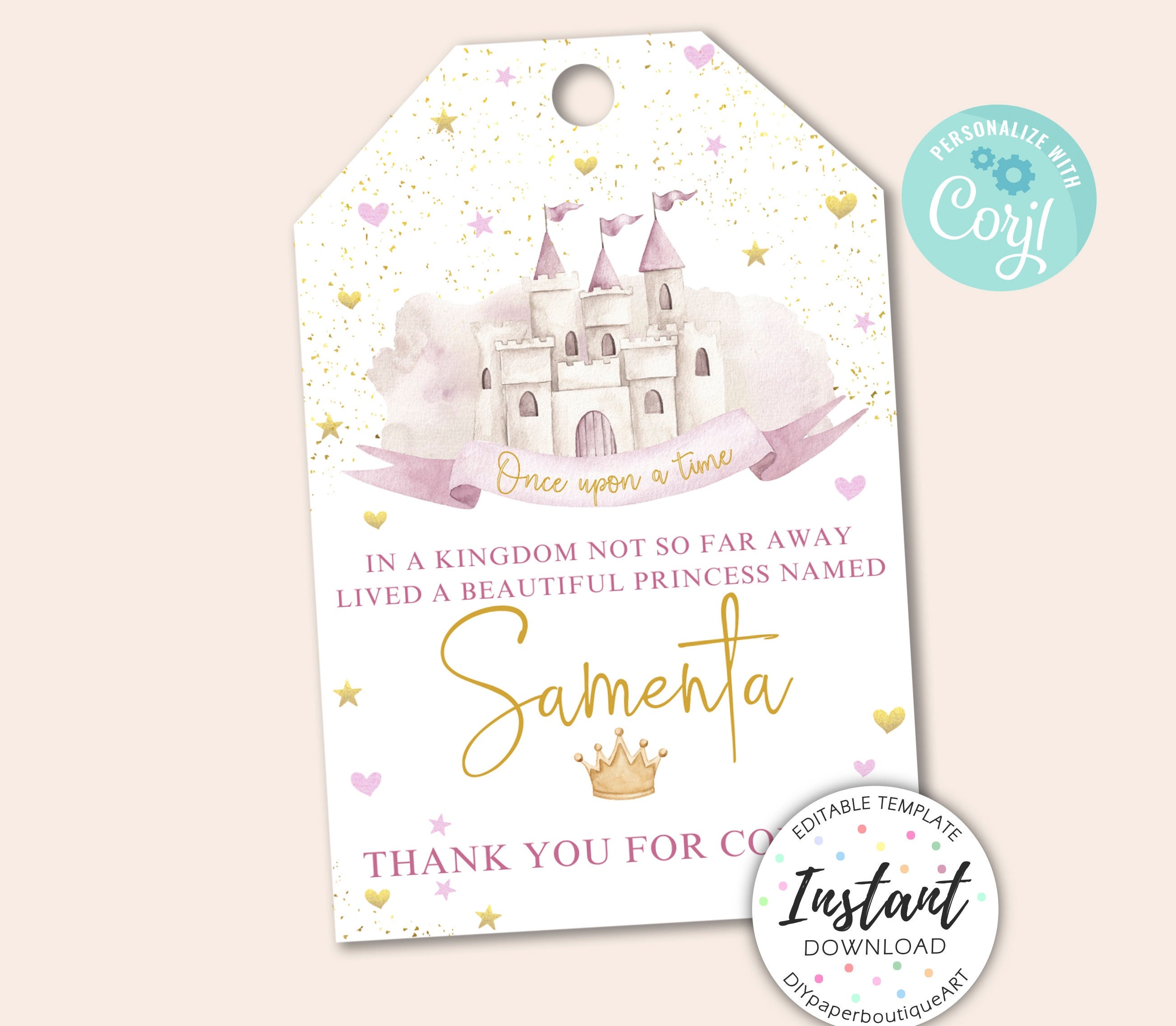 Princess Favor Tag Princess Party Princess Birthday - Etsy