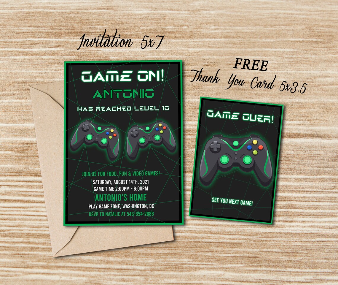 Video Game Invitation Video Game Party Birthday Invitation | Etsy