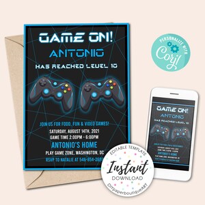 Video Game Invitation, Video Game Party, Birthday Invitation, Gamer ...