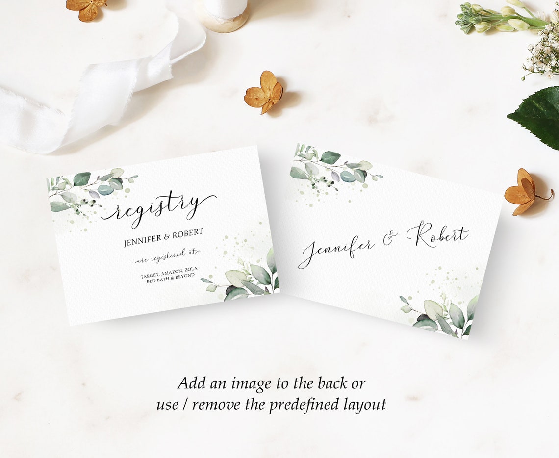 Wedding Registry Card Template Registry Card Greenery | Etsy