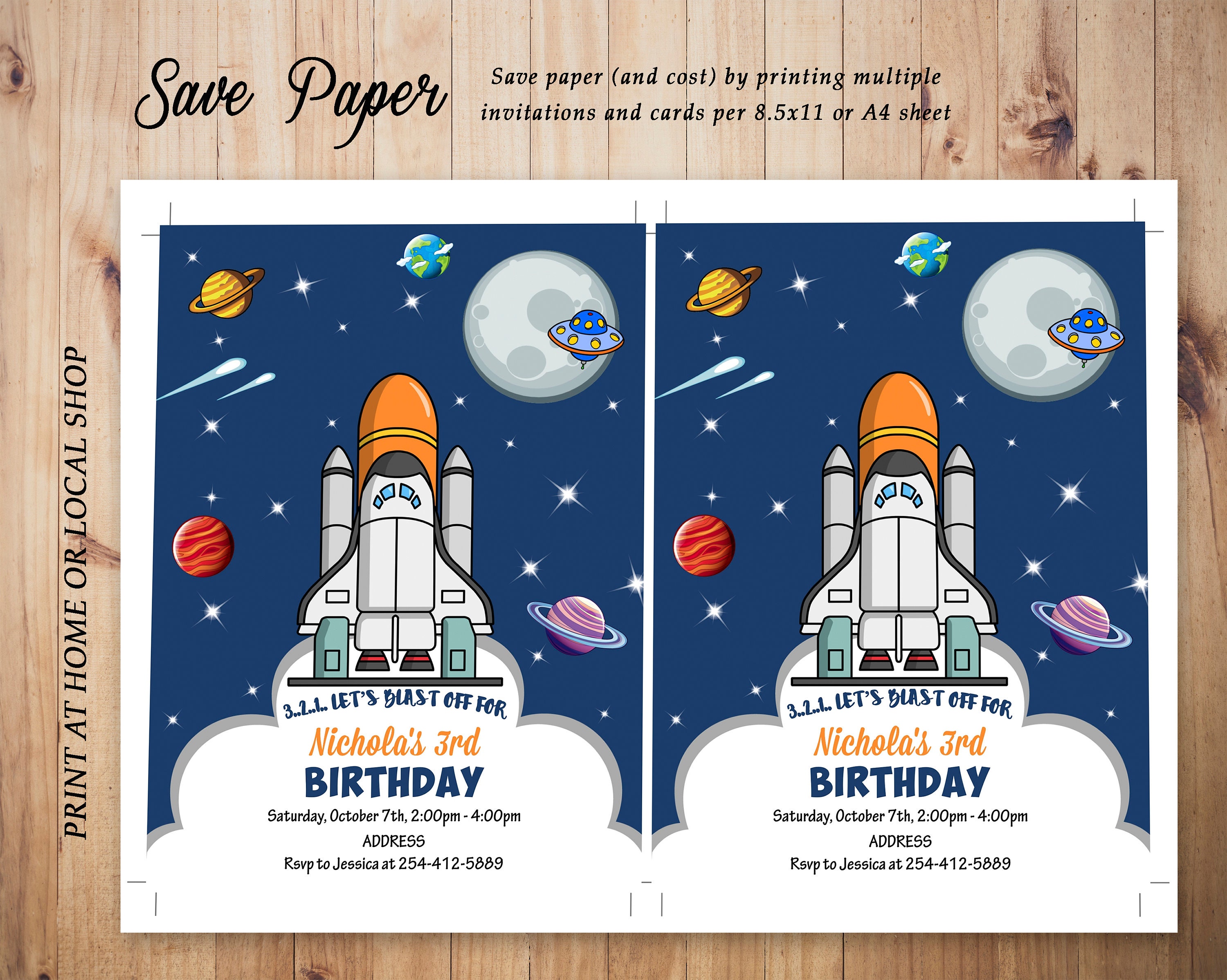 Invitación de cumpleaños espacial fiesta espacial fiesta de - Etsy España