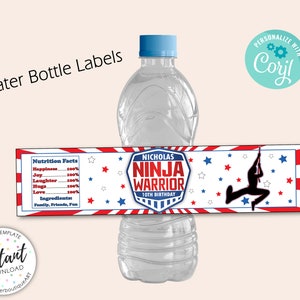 American Ninja Warrior Bottle Label Design, Ninja Warrior Labels, Water ...