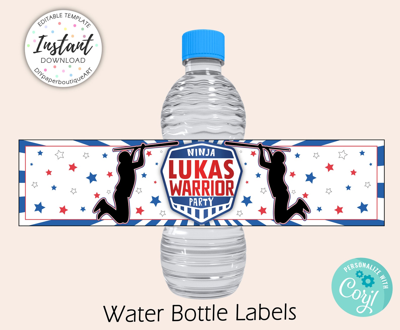 American Ninja Warrior Bottle Label Design / Ninja Warrior Labels ...